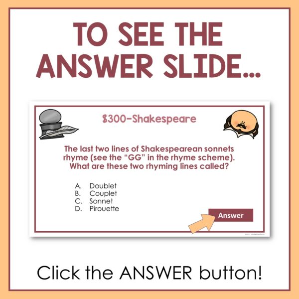 Poetry Terms Review Game - MrsReaderPants