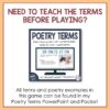 Poetry Terms Review Game - MrsReaderPants
