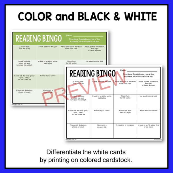 Reading Bingo Cards - Library Reading Challenge - Classroom + Library ...