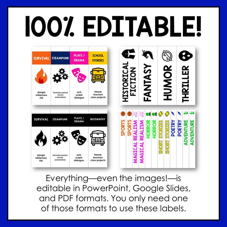 Library Genre Shelf Labels - 32 Editable Genre Labels - Fiction and ...