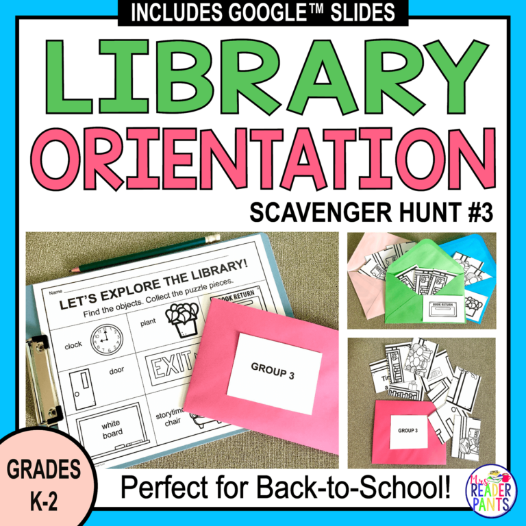 Library Orientation Scavenger Hunt #3 - Back to School Library Activity ...