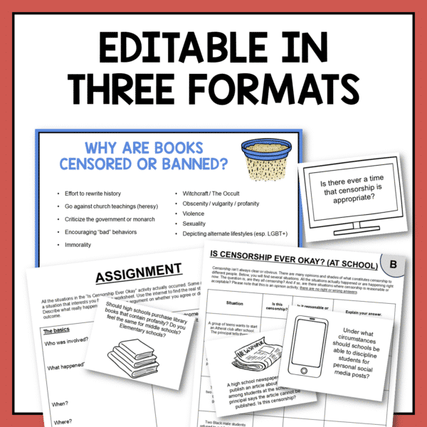 Book Censorship Then and Now - Grades 8+ - MrsReaderPants